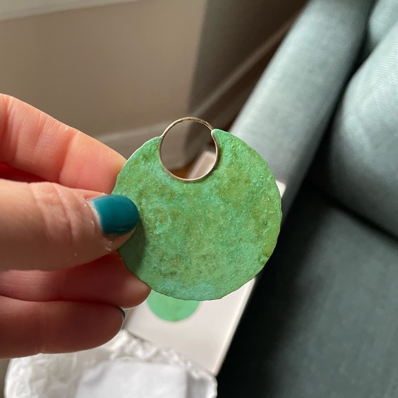 Jewelry | 14 G Mega Brass Blade Hoop Earrings With A Blue Green Patina ...